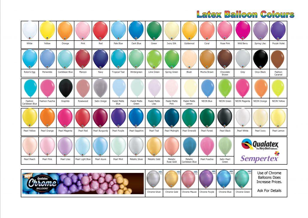 latex balloon colours - Cardiff Balloons