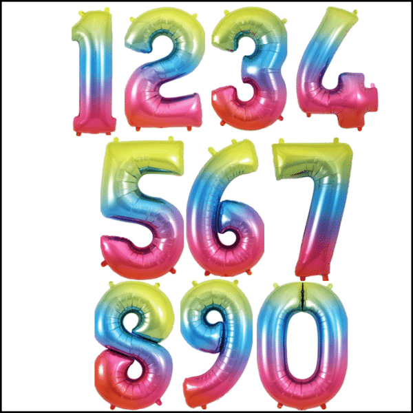Rainbow Balloon Number | Cardiff Balloons | Helium Balloons