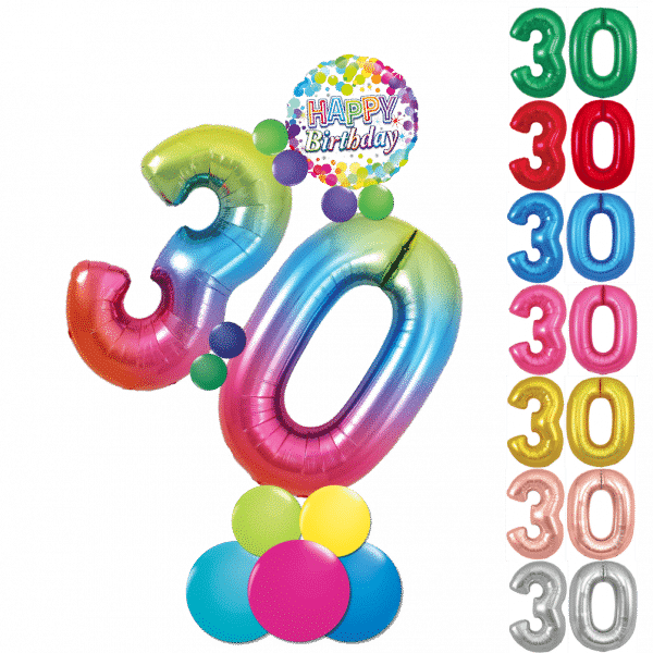 30th Birthday Numbers On A Slant | Cardiff Balloons | Open 6 Days